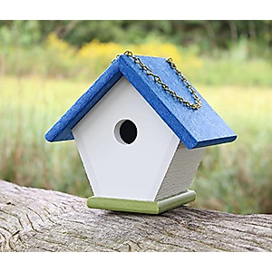 HomePro Garden Hanging Wren House: Brilliant Blue and Green Poly Lumber Bird House