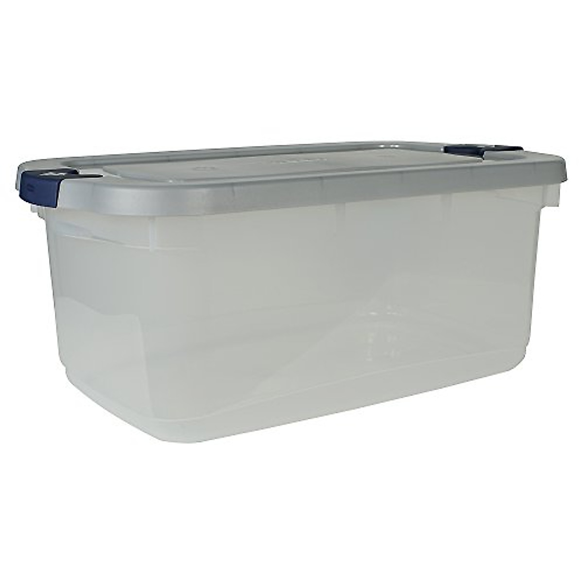 Rubbermaid Roughneck Clear Storage Container, 50 qt., Clear Base, Grey and Blue Lid, Pack of 5 (1785784)