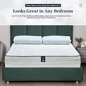 Aylas Furniture King Mattress– 12 Inch Hybrid King Size Mattress with Pocketed Coil Spring with High Density & Comfort Cold Foam - Eco-Friendly, Breathable Mattress King Size Medium Firmn