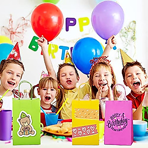 Moretoes 60pcs Small Paper Gift Bags Bulk, 15 Colors Party Favor Bags, Goodie Bags with Handles for Kids Birthday, Candy, Crafts and Party Supplies