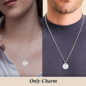 Auriga Fine Jewelry 925 Sterling Silver I'll Never Stop Loving You Pendant for Women (L- 1.11 Inch, W- 0.83 Inch)