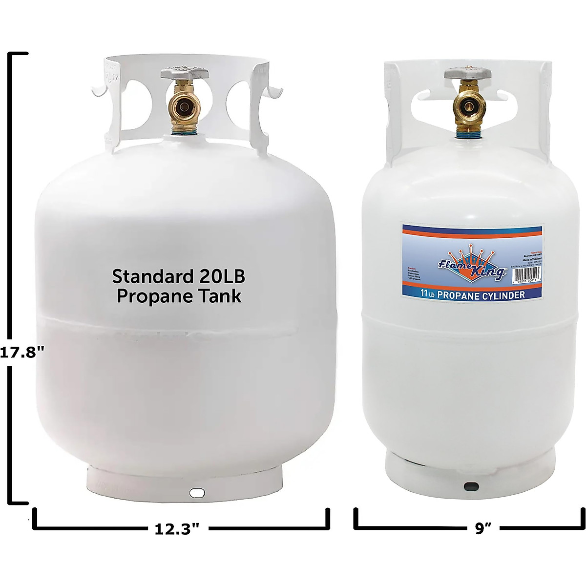 Flame King YSN10LB 10LB Steel Propane Tank Cylinder with Type 1 Overflow Protection Device Valve, for Camping, Fire Pits, Heaters, Grills, Overlanding, White