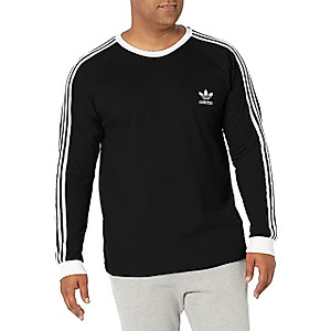 adidas Originals,mens,3-Stripes Long Sleeve Tee,Black,Small