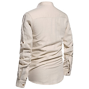 NITAGUT Men's Cotton Linen Blend Shirts , 01 Beige , US M/Chest 38-41