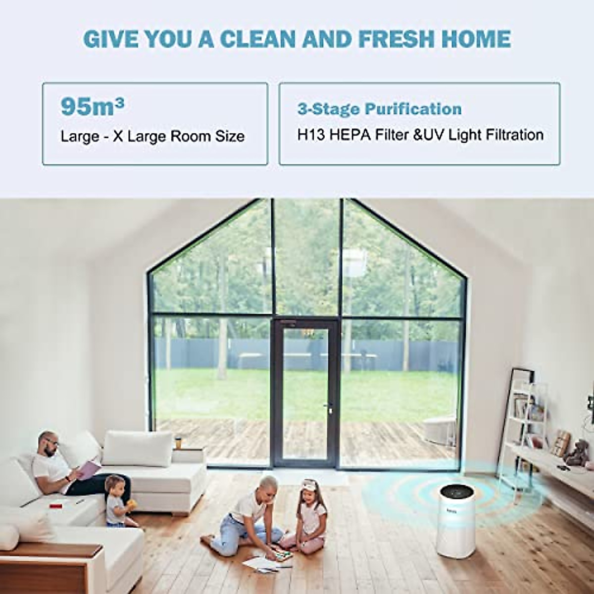 Air Purifier for Large Room, H13 HEPA Air Filter Cleaner for Bedroom, Covers up to 1000 sq ft, Auto whole Home Air Purifier Cleaner, Quiet Room Air Filters