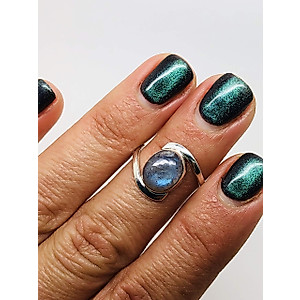 Labradorite Vintage Gipsy Ring 925 Sterling Silver Oval Stone Boho Chic Jewelry (7)