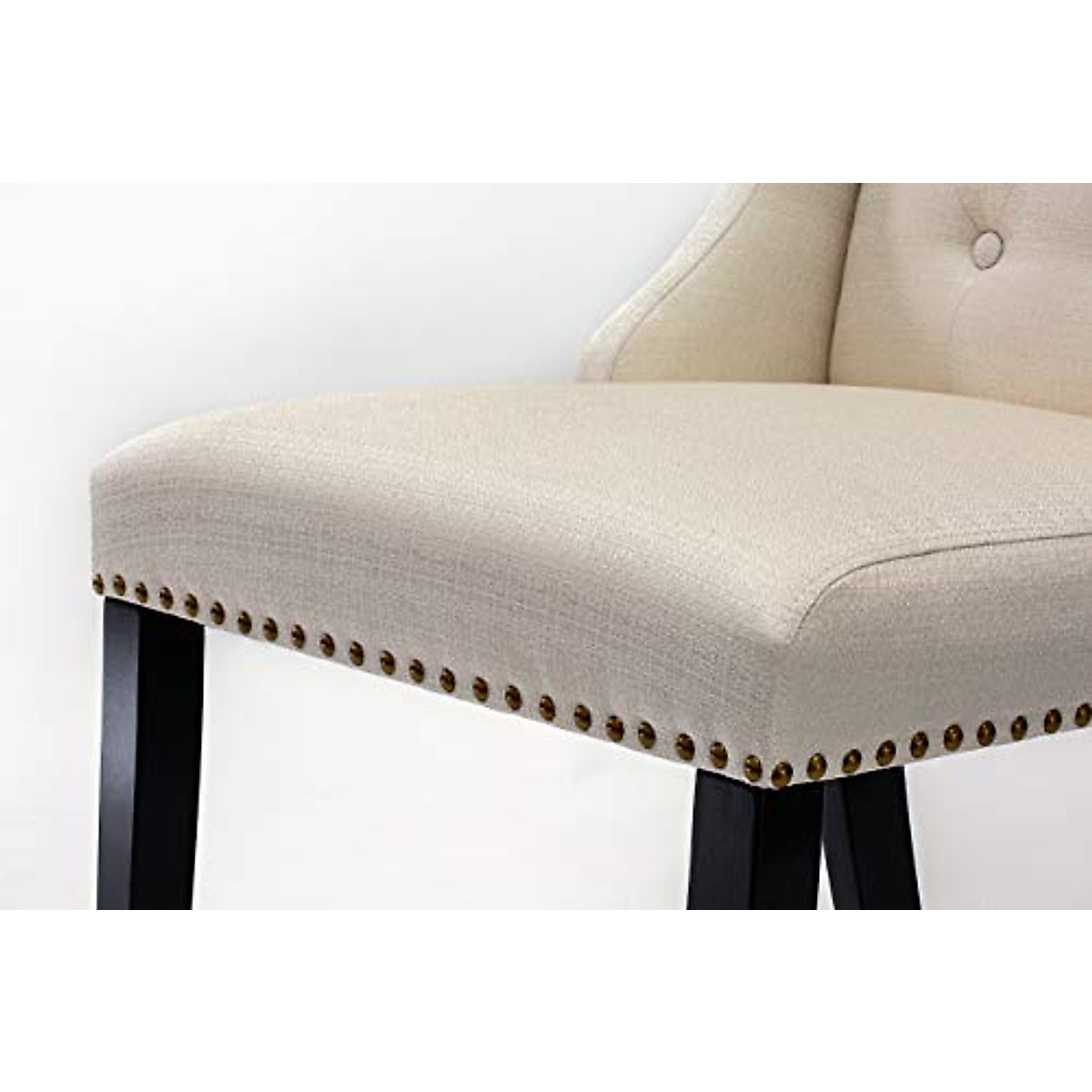 East West Furniture SHFO5-BLK-01 5 Piece Kitchen Table Set for 4 Includes a Round Dining Room Table with Pedestal and 4 Cream Linen Fabric Upholstered Chairs, 42x42 Inch, Black