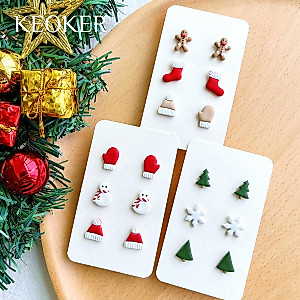 Keoker Christmas Polymer Clay Cutters - 10 Shapes, Christmas Tree Cutters for Polymer Clay Earrings