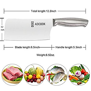 ADCODK Cleaver Knife-Chinese Chef Sharp Knife Butcher Vegetable Meat Cutting Slicing Asian Kitchen Knife Stainless Steel Hollow Handle