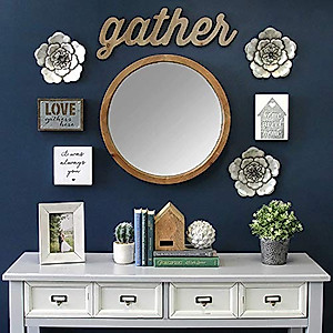 Metal Flower Wall Art Multiple Layer Decor for Indoor Outdoor Home Bedroom Living Room Office Garden Set of 3(Sliver)