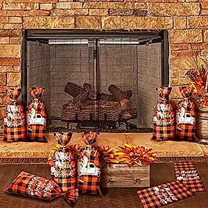 100 Pieces Fall Cellophane Bags Autumn Theme Maple Leaves Pumpkin Treat Candy Bags Plastic Pumpkin Candy Bags with 200 Twist Ties for Thanksgiving Holidays Party Supplies (Yellow-Black)