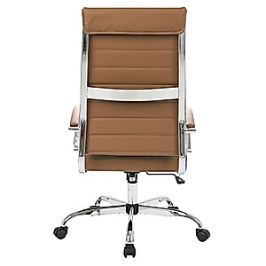 LeisureMod Benmar Modern High-Back Adjustable Swivel Leather Office Chair, Brown