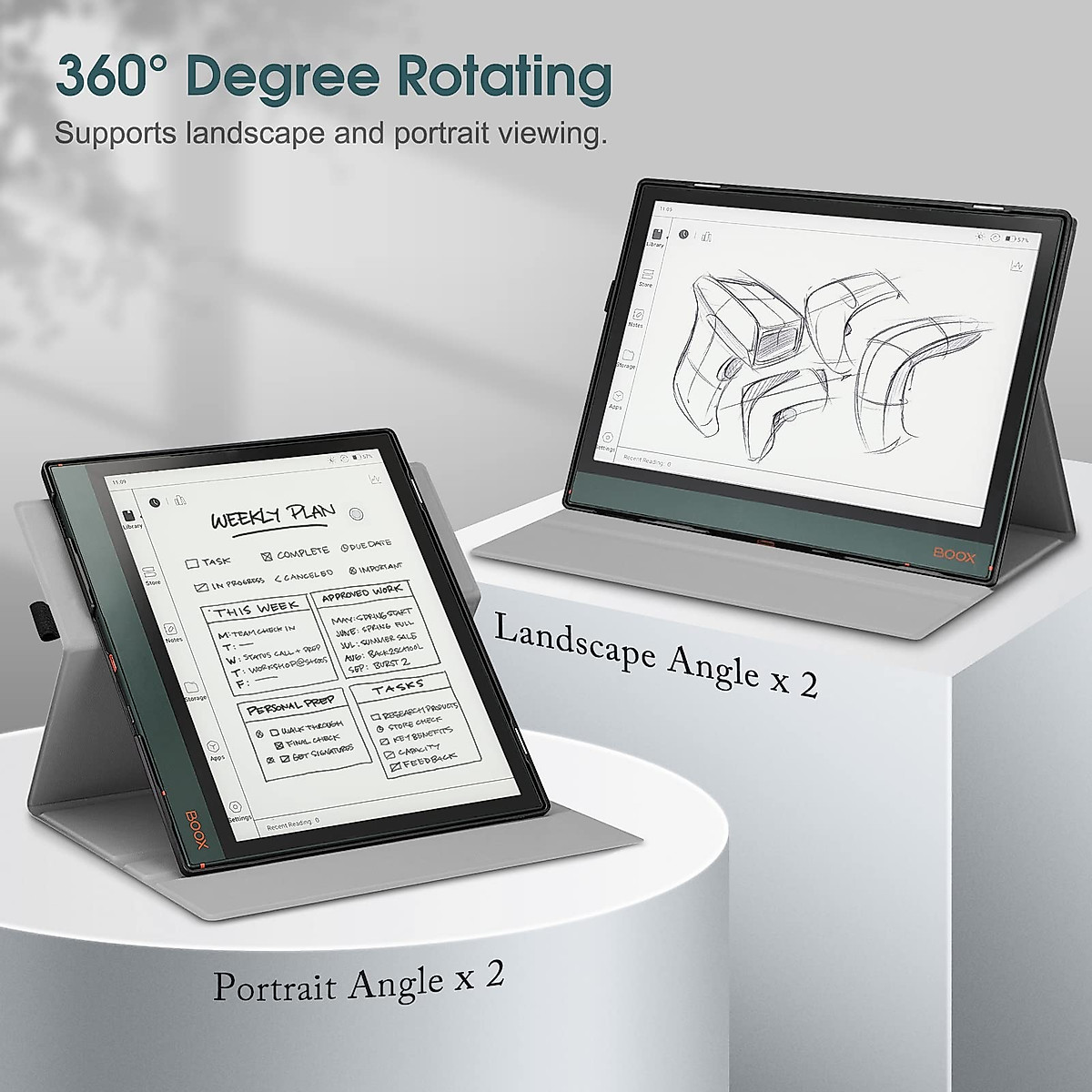 Fintie Slim Case Compatible with BOOX Note Air 2 (2021) & BOOX Note Air 2 Plus (2022) Tablet 10.3 inch - 360 Degree Rotating Protective Stand Cover with Auto Sleep/Wake, Black