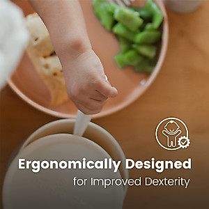 Miniware Little Foodie Set with Cereal Bowl, Sandwich Plate, My First Cutlery Set, 1-2-3 Sip Cup, and Detachable Suction Foot for Baby Toddler Kids | BPA Free (Vanilla + Aqua)