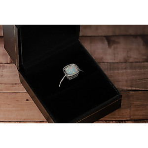 ORO LEONI 925 Sterling Silver Lab Created Opal 7mm Cushion Ring, Size 7