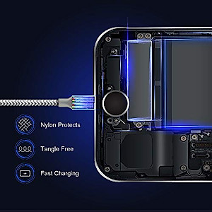 iPhone Charger,iPhone Charging Cable[Apple MFi Certified] Lightning Cable 5Pack 3/3/6/6/10FT Nylon Braided iPhone Fast Charger Cord Data Sync USB Wire for iPhone 14/13/12/11Pro/XR/X/8/7/6/5/SE,AirPods