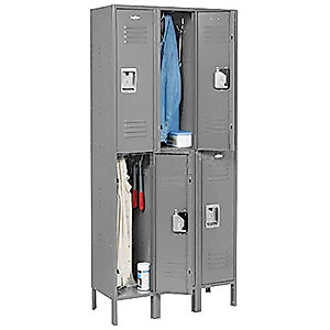 GLOBAL INDUSTRIAL Double Tier Locker, 12x18x36 6 Door, RTA, Gray