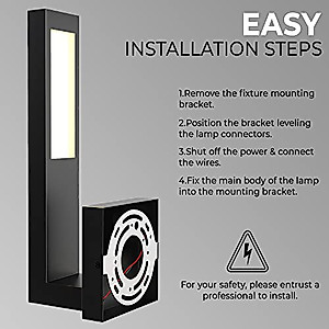 LEEKI - Modern Outdoor Light Fixture - L-Shaped Exterior Light Fixture - 14W 3000K - Anti Rust - Black