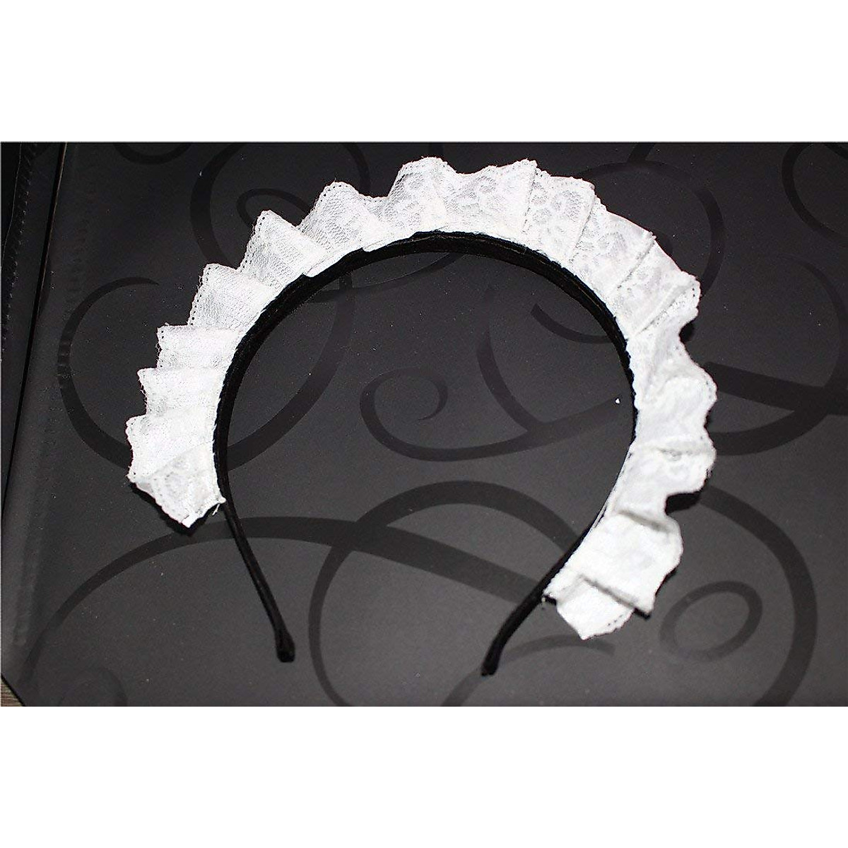 MAYSONG Women's Maid Cosplay Hair Hoop Gothic Headband white