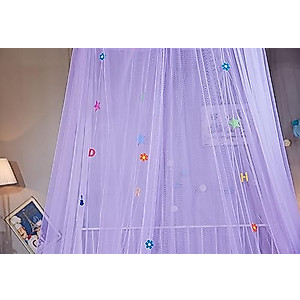 RIRC Canopy Bed for Girls Dome Mosquito Net for Bed Pink Bed Tent Twin Bed Canopy Curtains Mosquito Netting Game Reading Princess Canopy for Girls Bed (Purple)