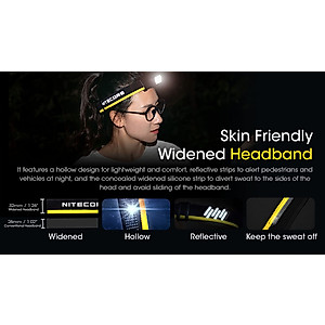 Nitecore NU43 Rechargeable Headlamp, 1400 lumens USB-C Bright Lightweight for Camping, Running, or Working, with Spotlight, Floodlight, Red Light