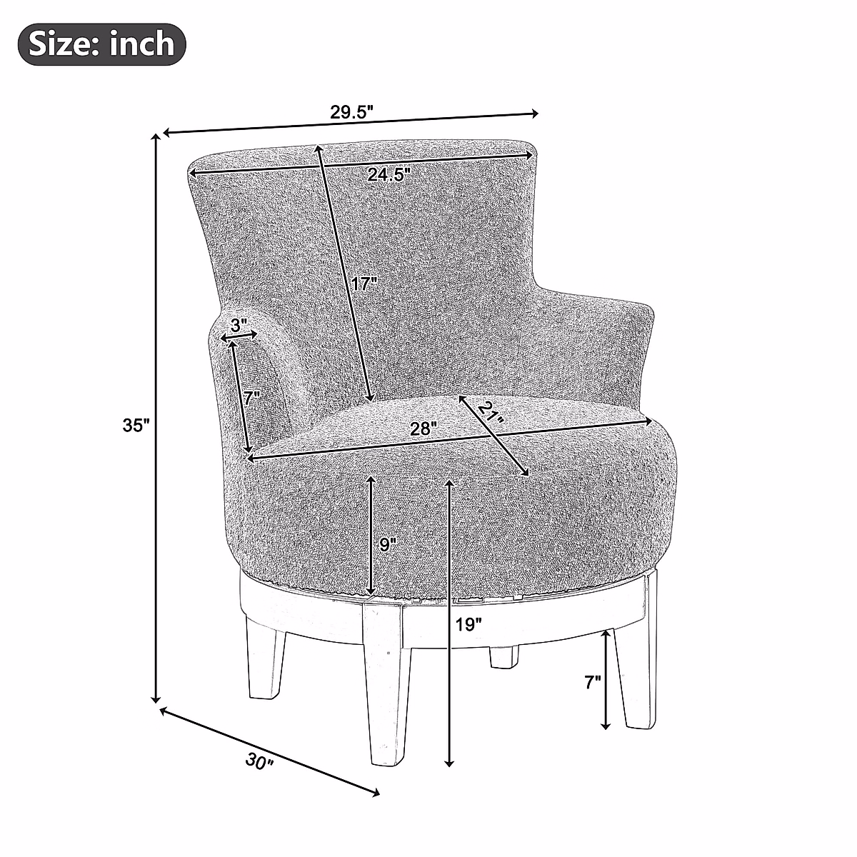 TARTOP 360 Degree Swivel Wingback Accent Chair Elegant Upholstered Seating Durable Rubberwood Legs for Any Space, Beige