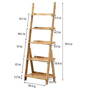 SOBIBO Ladder Shelf, 5-Tier Leaning Shelf, Free Standing Organizer Storage Shelves, Storage Rack Shelf for Office, Living Room, Nature