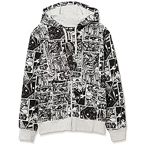 Amazon Essentials Disney | Marvel | Star Wars Men's Fleece Full-Zip Hoodie Sweatshirts (Available in Big & Tall), Star Wars Comic, Large