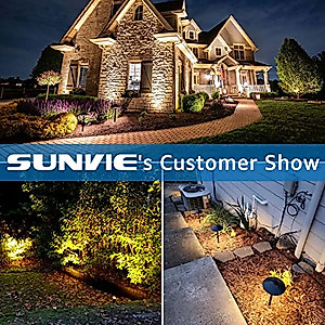 SUNVIE LED Landscape Lighting Kit Low Voltage Landscape Lights with Transformer 12-24V AC/DC Low Voltage Pathway Lights Waterproof Aluminum Landscape Spotlights Path Lights for Yard House Tree