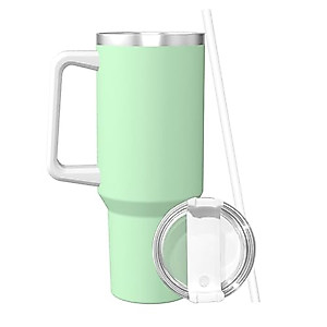 YVNUM 40 oz Tumblers with White Handle,Vintage Colombia Colombian Flag Pride Stainless Steel Thermos Travel Coffee Mug for Water, Iced Tea or Coffee,with Lid Straw Leakproof