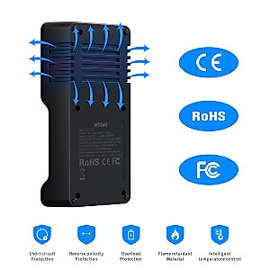 XTAR Universal Smart Battery Charger, 2 Slot, 3.7V Li-ion/Ni-MH/Ni-CD, 2.1A, LCD Display, 2 Hours Charge Time