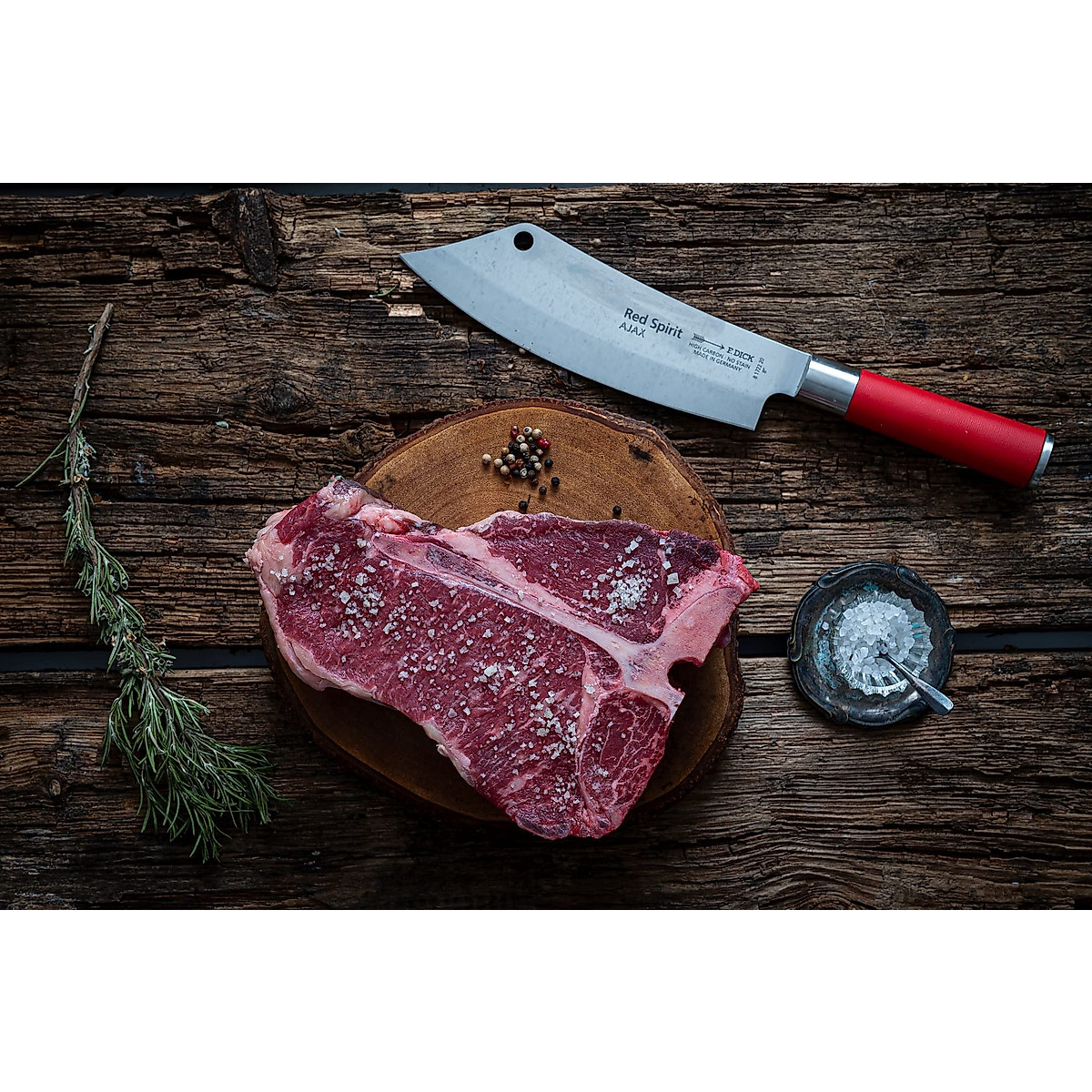F. DICK – Red Spirit Chef Knife Ajax - Kitchen knife with 7.9" blade & 56 HRC - Ideal for meat & poultry - Stainless steel - Antique blade shape - Ultra sharp - Ergonomic handle - Made in Germany