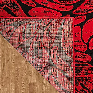 Antep Rugs Floral 5x7 Abstract Indoor Area Rug Siesta (Red Black, 5'3" x 7')