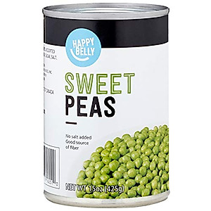 Amazon Brand - Happy Belly Sweet Peas, No Salt Added, 15 Ounce