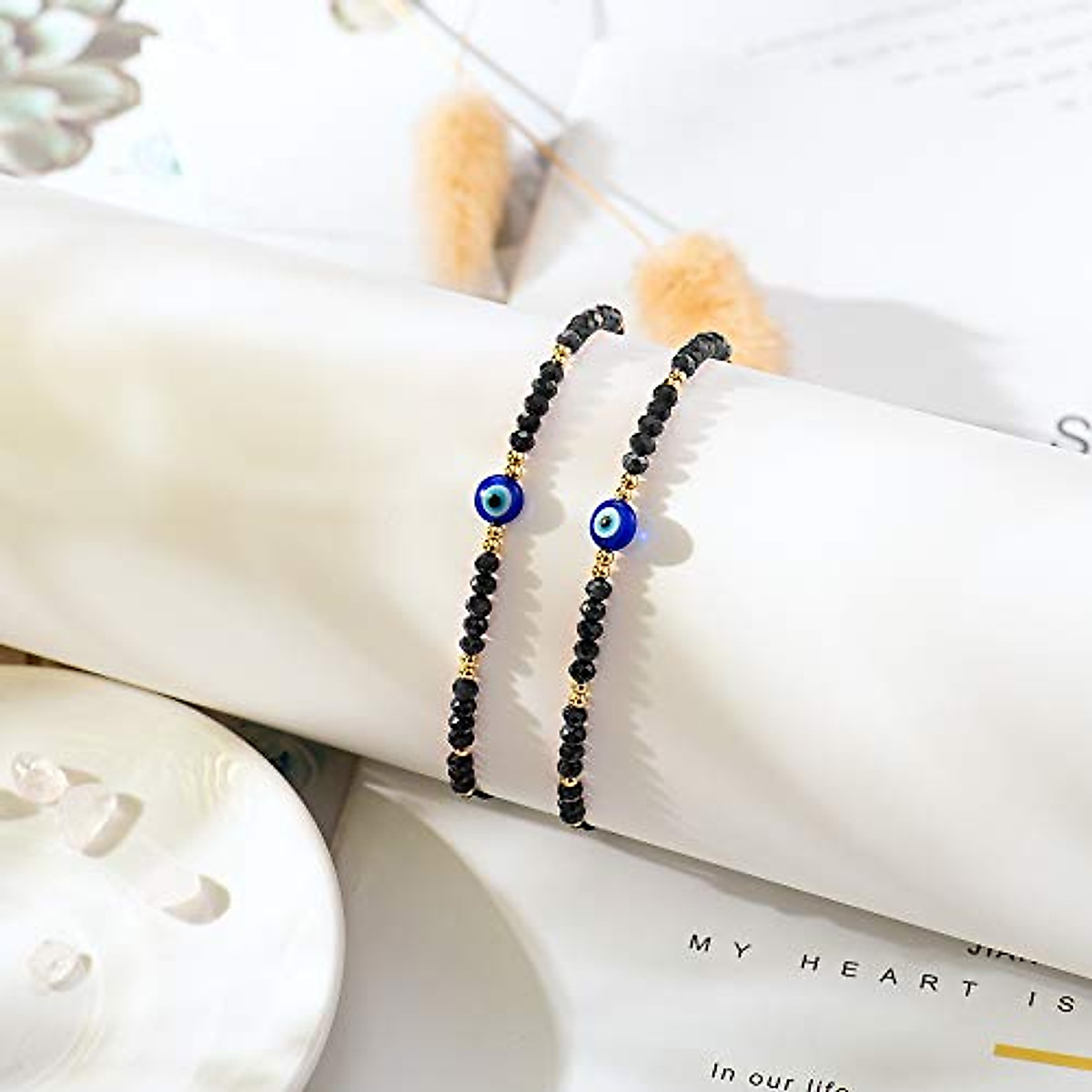 Tarsus Evil Eyes Bracelet Adjustable Ojo Turco Kabbalah Amulet Nazar Bracelets for Family Women Men Teen