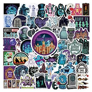 67Pcs Haunted Mansion Stickers Pack, Education Cute Cartoon Vinyl Waterproof Sticker Decals for Water Bottle, Laptop, Phone, Scrapbooking, Journaling Gifts for Kids Teens Adults for Party Supply