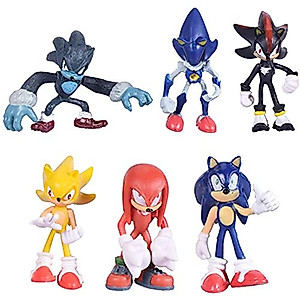 MAKESURE 6 Pcs Toys Figures,The Sonic Action Figures Cake Toppers,Toys Birthday Gift Set (Type B)