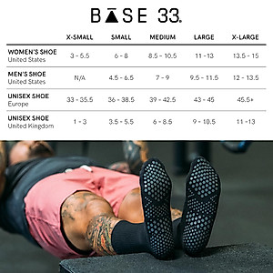 Base 33 Low Rise Grip Socks for Pilates, Yoga, Martial Arts, Lifting and Barre