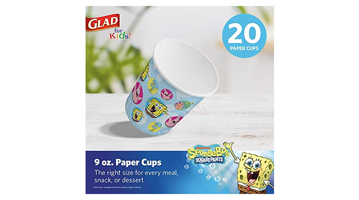 SpongeBob Paper Cups for Kids - 120 Count - Glad