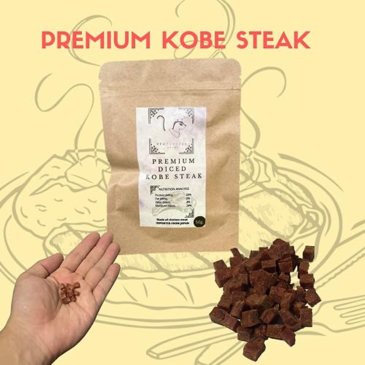 PETIVORE Premium Kobe Steak for Sugar Glider and Small Exotic Pet (Hamster, Squirrel, Chinchillas, Marmoset) Happy Treats, Snacks and Food (50g)