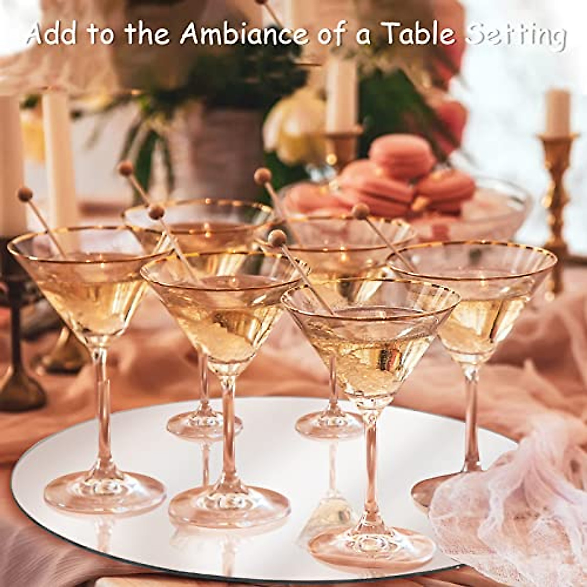 Coo-Drill 12" Round Mirror Plates, Mercuried Mirror Centerpieces 2mm, Circle Mirror Candle Plates for Table Centerpieces &Wedding Decorations & Baby Shower Party&Christmas Decorations,12pack