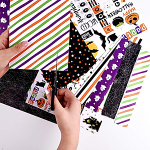 ASTARON 90 Sheets Halloween Pattern Paper Set 5.5 x 8.2 inches Decorative Paper for Paper Craft Decoration, 10 Styles