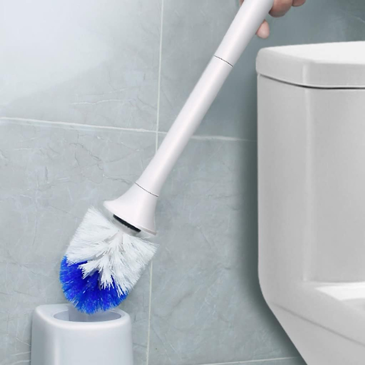 SAAKO Wall Mounted Toilet Brush Plastic with Holder Toilet Cleaner Brush Bathroom Deep Cleaning Toilet Bowl Brush Easy to Install