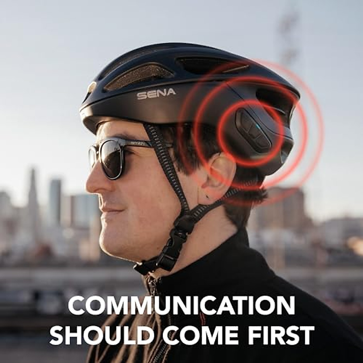 Sena R1 Smart Cycling Helmet (Matte Black, Large)