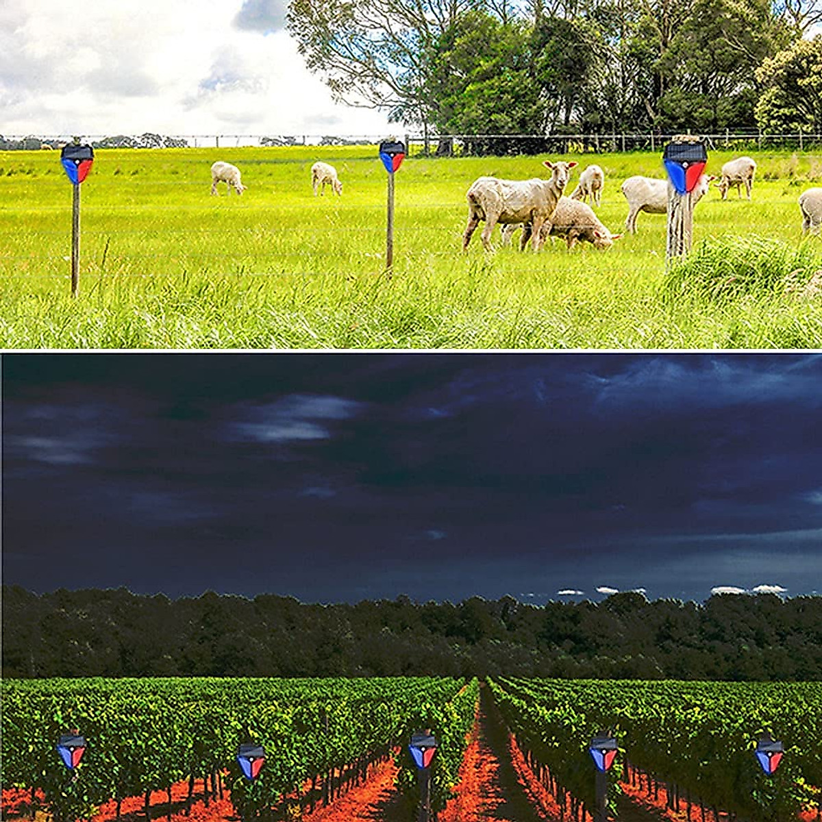 Aolyty Solar Strobe Warning Lights 90DB Alarm Outdoor,4 Working Modes Solar Power Motion Sensor Alarm Light,IP65 Waterproof Security Siren Light for Pasture,Home,Farm,Barn,Villa,Yard