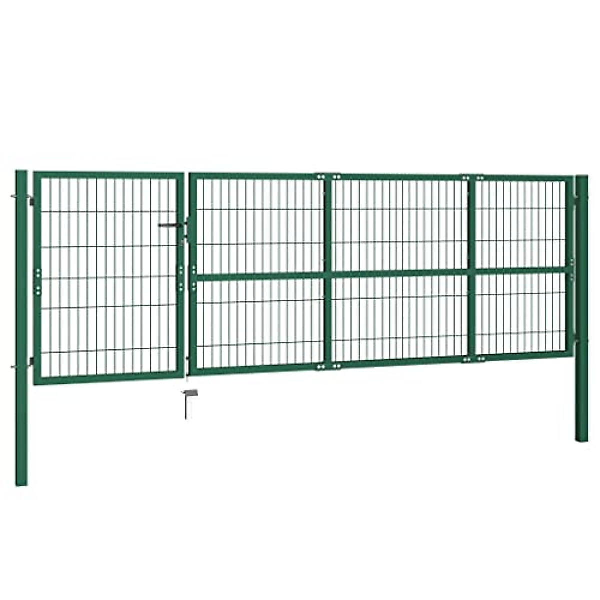 GOLINPEILO Outdoor Garden Gate, Garden Fence Gate with Posts, Patio Gate Metal Fencing Border for Yard Outdoor, Entry Gate, 137.8"x39.4" Steel Green