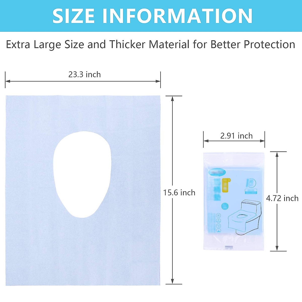 30 Pack Toilet Seat Cover, Travel Toilet Seat Covers (15.8×23.6 inch), Individually Wrapped Portable Extra Large Waterproof Toilet Covers for Travel, Office, Public Places