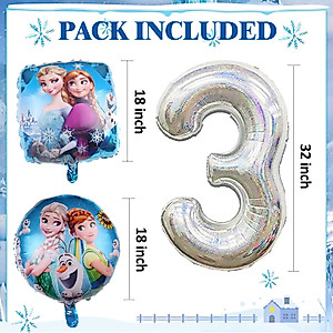 13 PCS Frozen Birthday Party Decorations-Snowman Birthday Party Balloons, Frozen Themed Birthday Party Foil Balloons for Children 3rd Birthday Party