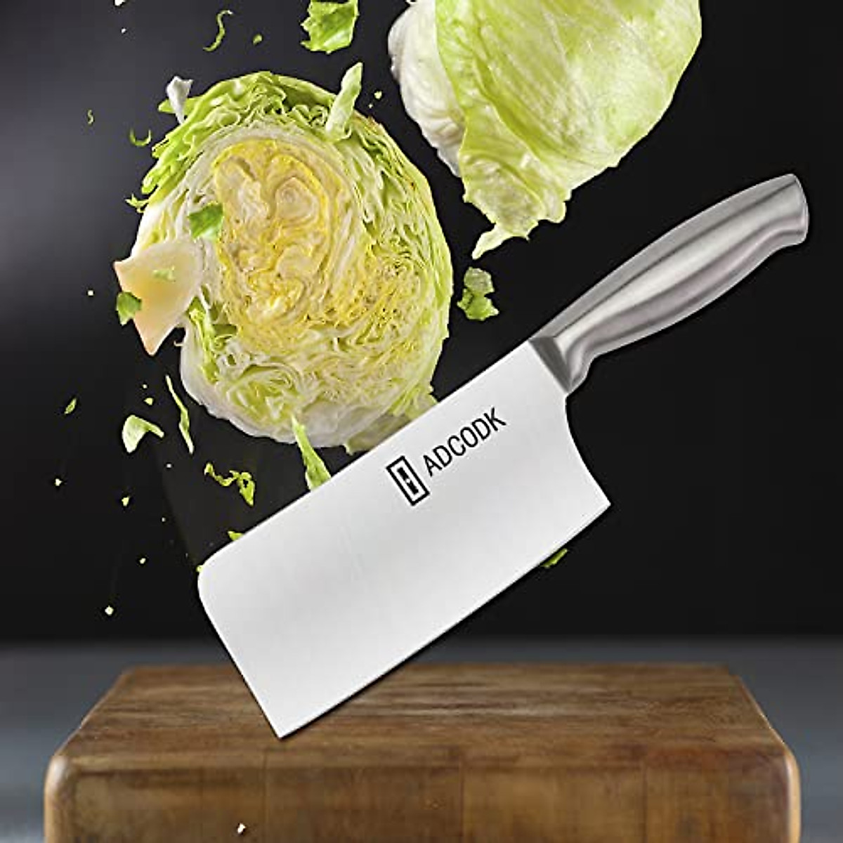 ADCODK Cleaver Knife-Chinese Chef Sharp Knife Butcher Vegetable Meat Cutting Slicing Asian Kitchen Knife Stainless Steel Hollow Handle