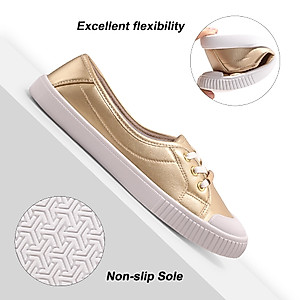 Harvest Land Womens Canvas Low Top Sneakers Slip on Shoes for Women Fashion Walking Sneakers Gold8